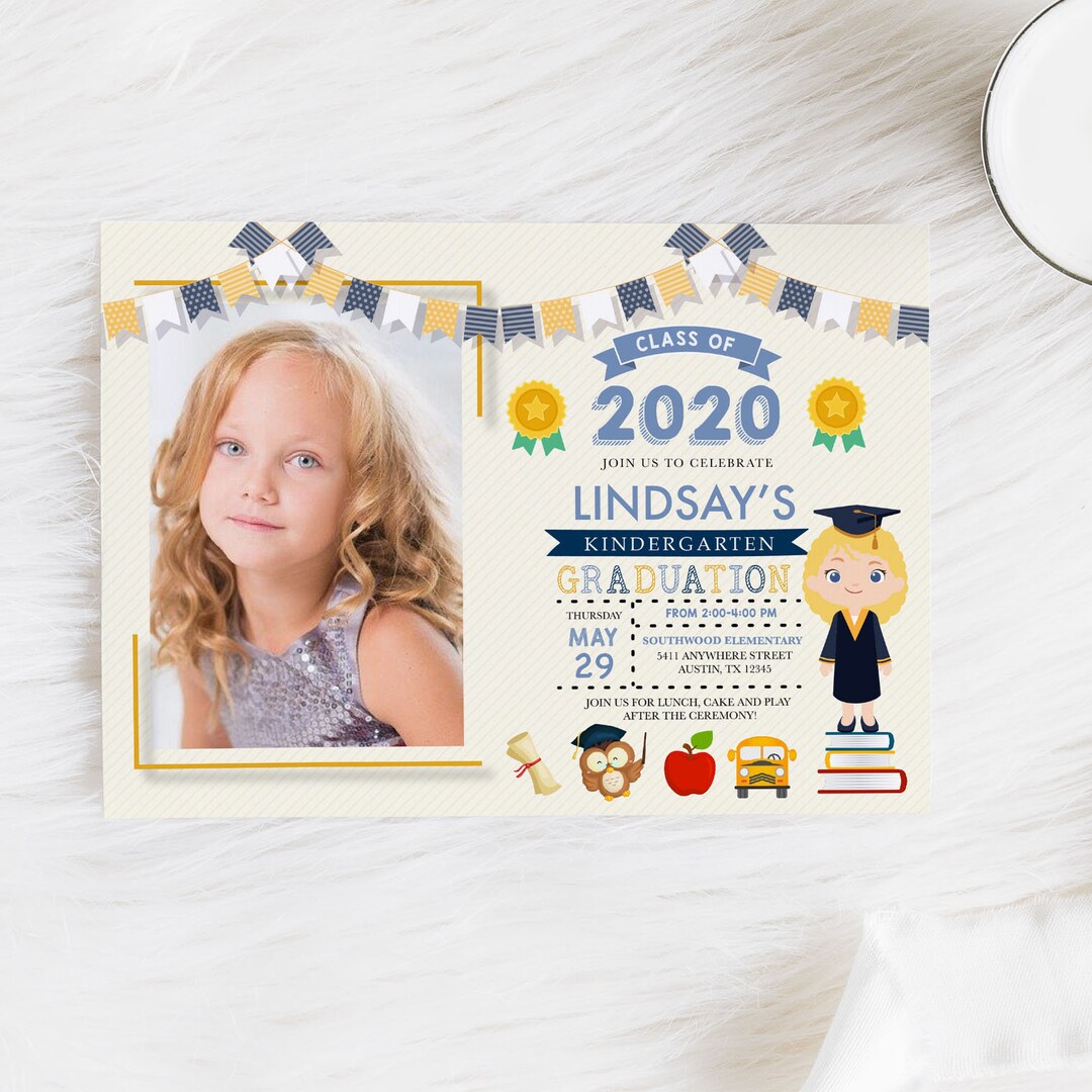 EDITABLE Invitation, Kids Graduation Invitation, Photo Card, Graduation ...