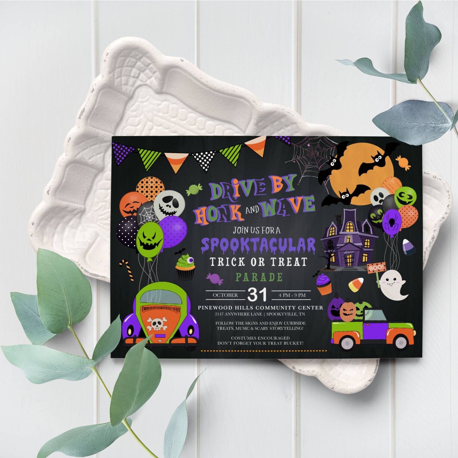 EDITABLE Invitation Drive by Halloween Parade Invitation | Etsy