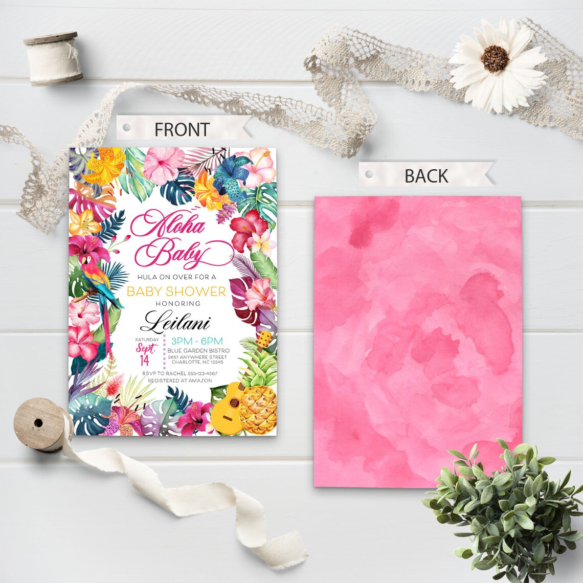 EDITABLE Invitation Aloha Baby Tropical Luau Baby Shower - Etsy