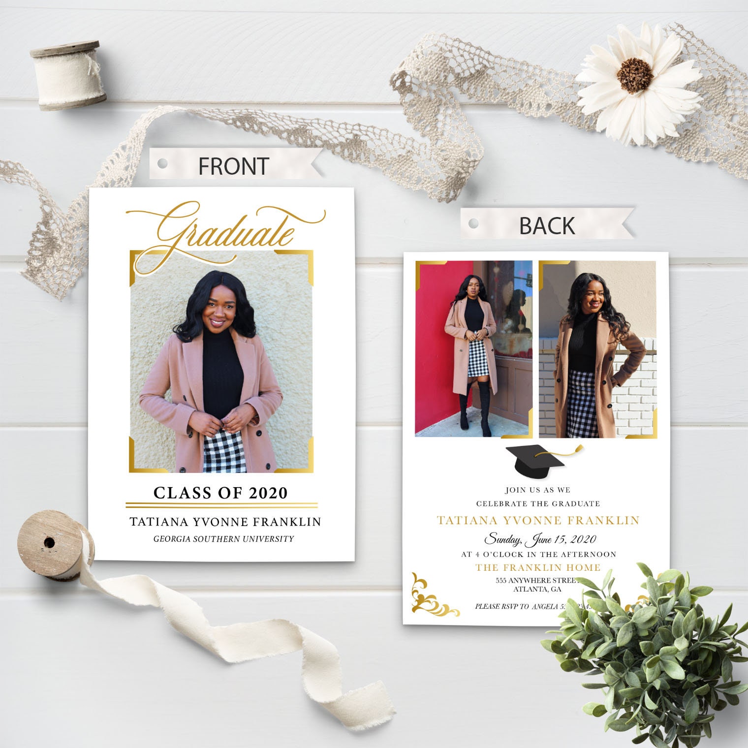 EDITABLE Invitation Graduation Announcement Graduation Party - Etsy