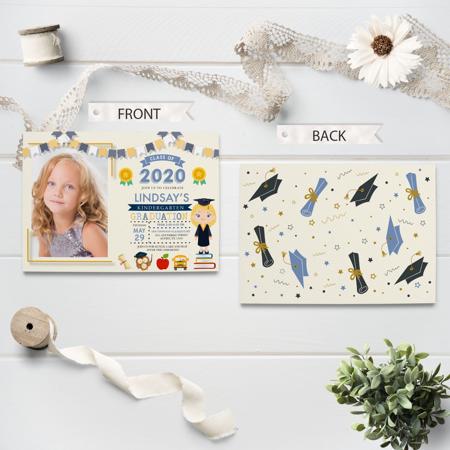 EDITABLE Invitation Kids Graduation Invitation Photo Card | Etsy