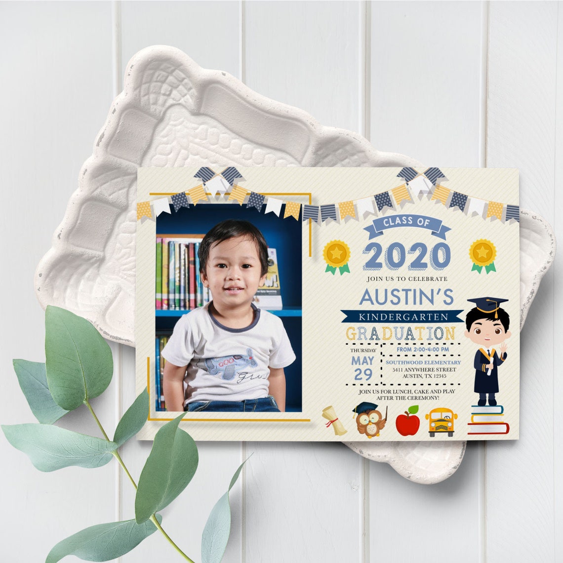 EDITABLE Invitation Kids Graduation Invitation Photo Card | Etsy