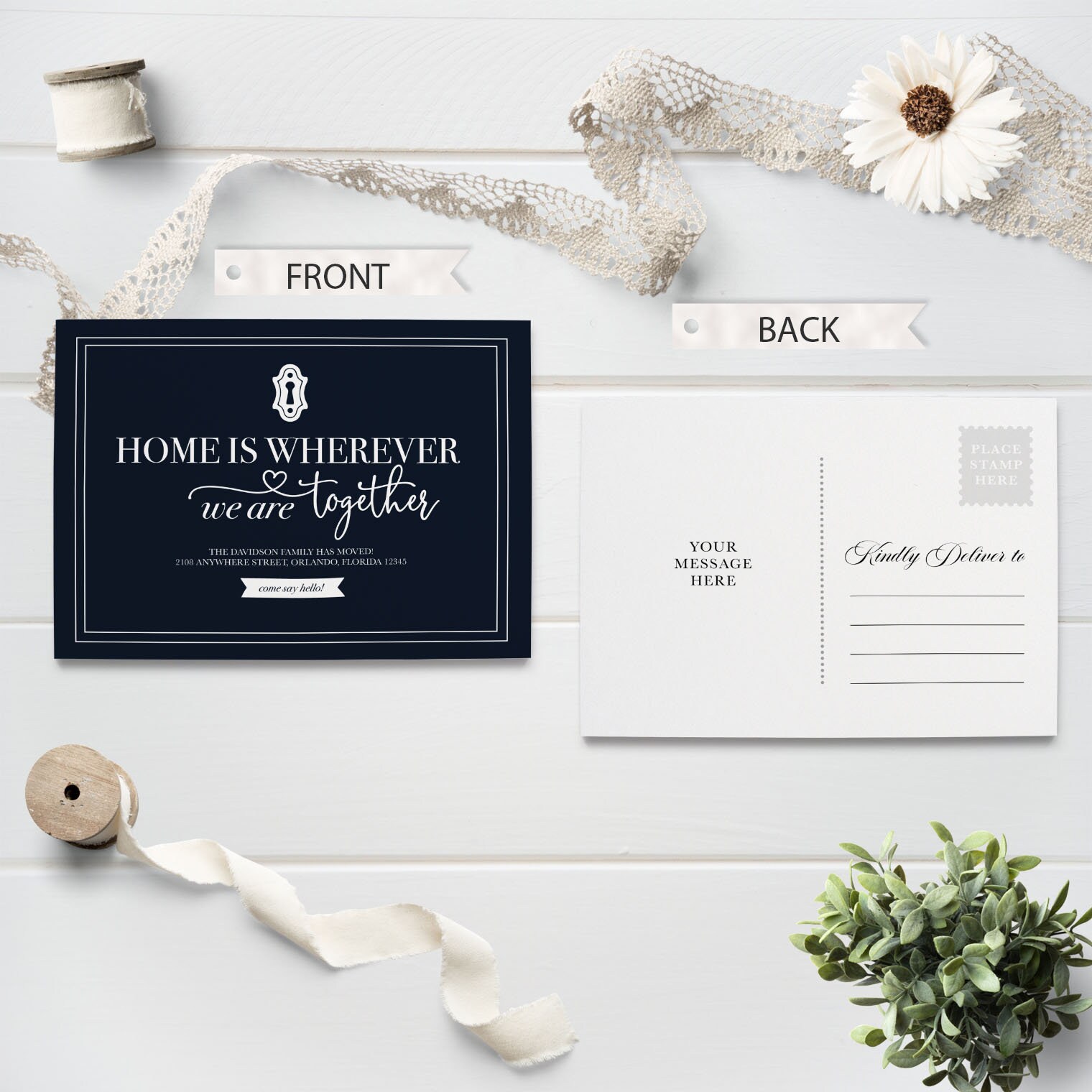 EDITABLE Invitation Minimal Modern New Address Postcard - Etsy