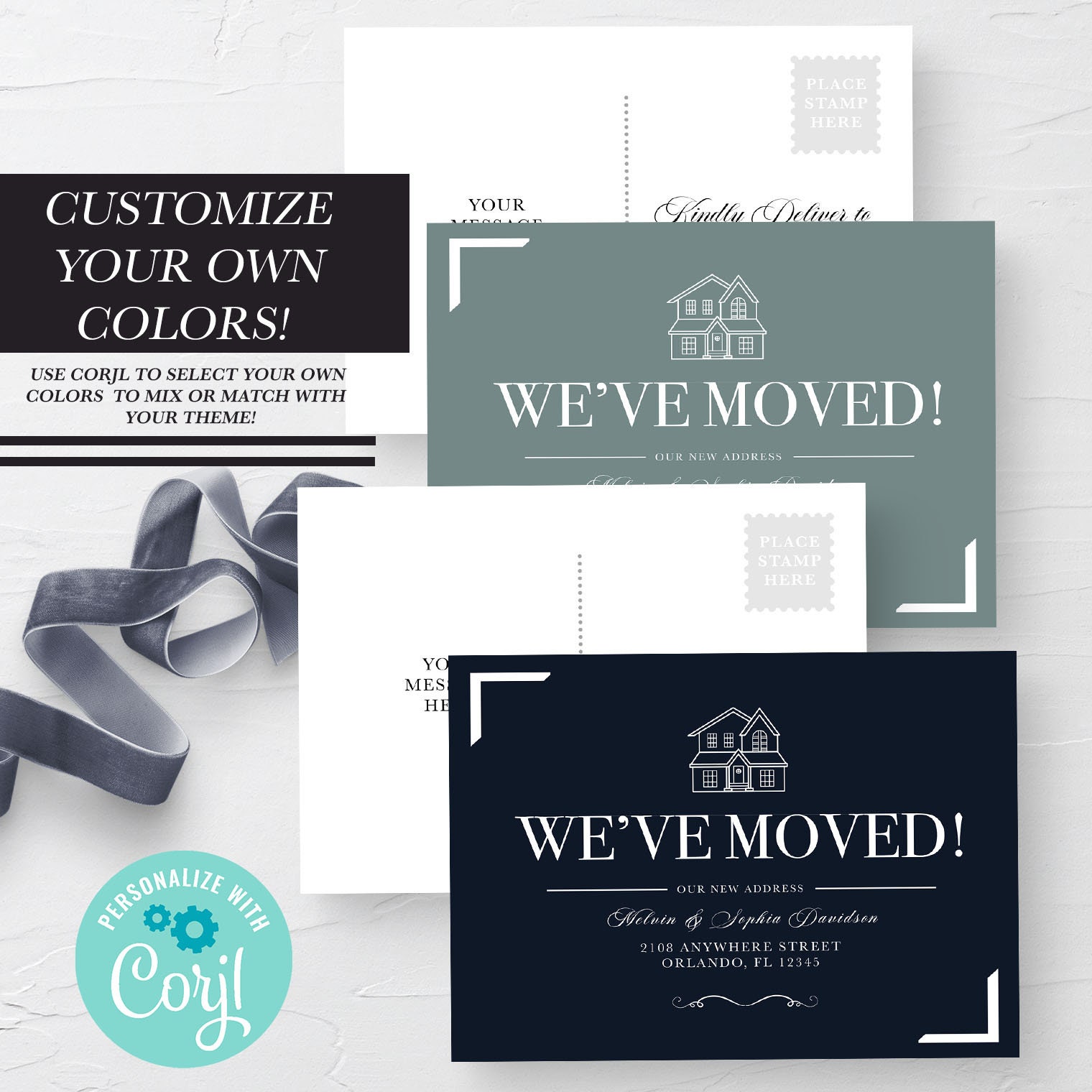 EDITABLE Invitation Minimal Modern New Address Postcard - Etsy