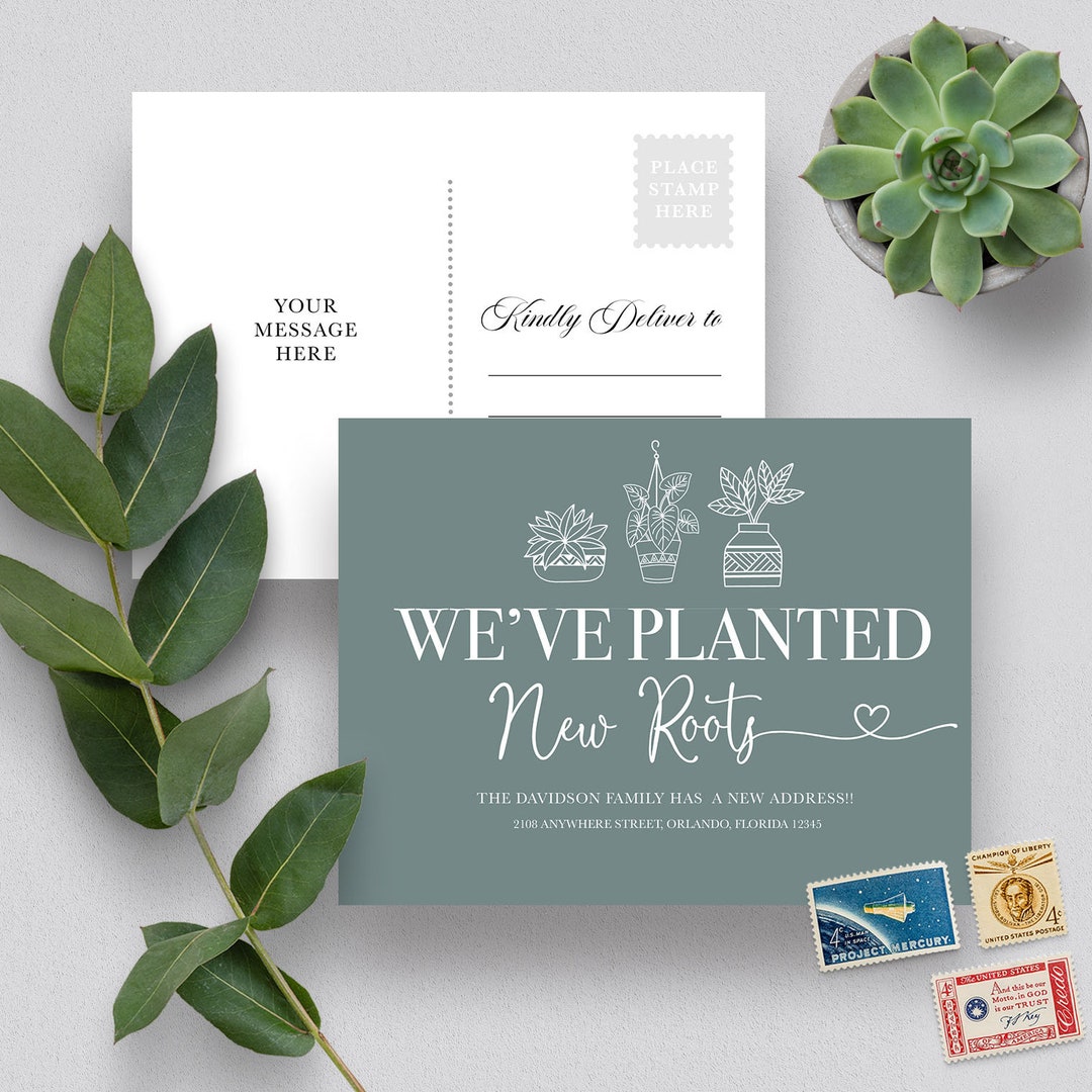 Modern New Address Postcard: Minimalist Moving Announcement (editable ...