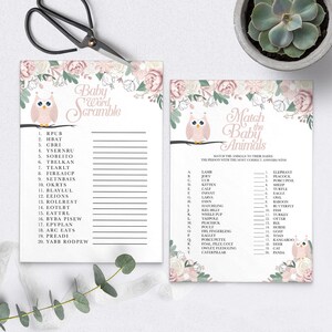 Pink Owl Baby Shower Game Bundle, Baby Shower Games, Printable Baby ...