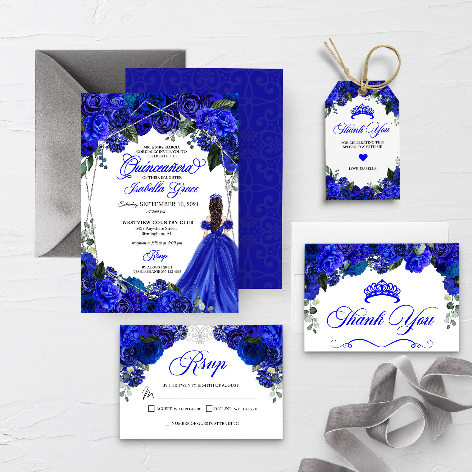 Invitaciones De Quinceanera Azul