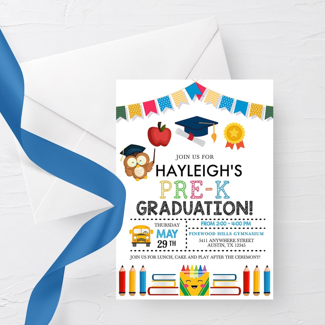 Editable Pre-k Graduation Invitation Template (corjl) - Etsy