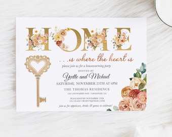 EDITABLE Invitation Boho Autumn Floral Housewarming | Etsy