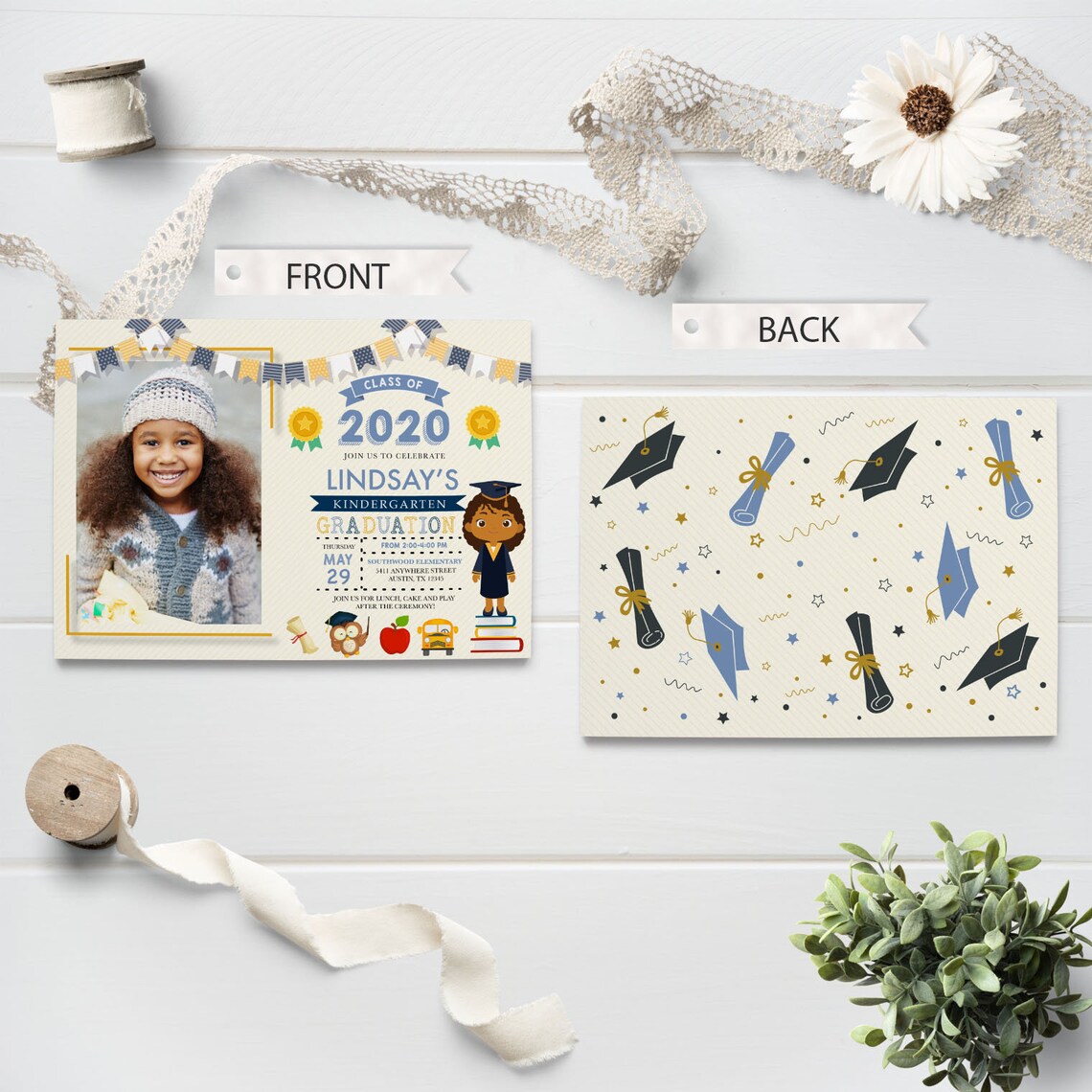 EDITABLE Invitation Kids Graduation Invitation Photo Card - Etsy