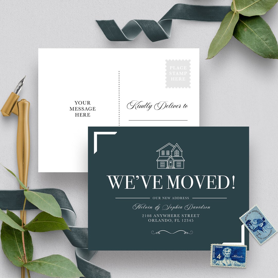 EDITABLE Invitation, Minimal Modern New Address Postcard, Moving ...