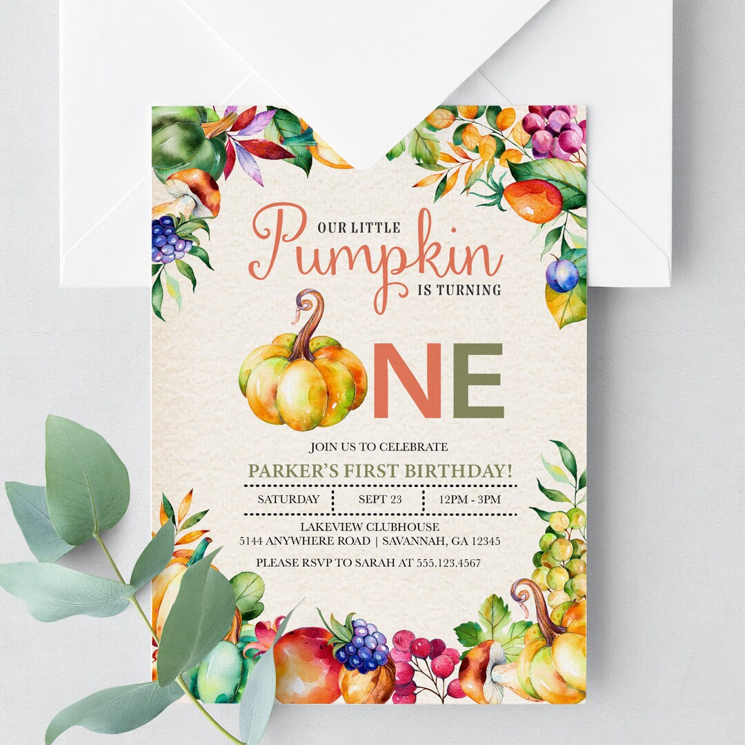 EDITABLE Invitation, Fall Pumpkin First Birthday Invitation, Fall ...