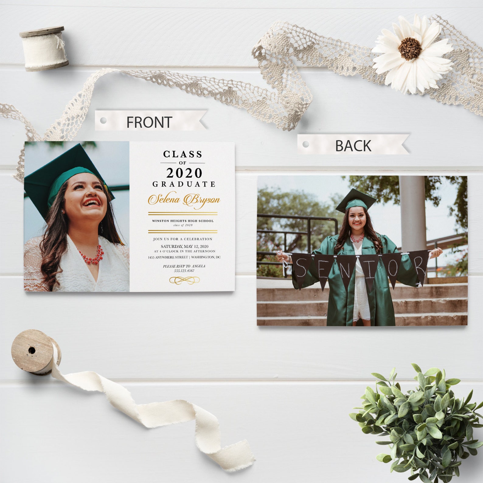 Editable Graduation Photo Card Invitation (corjl) - Etsy