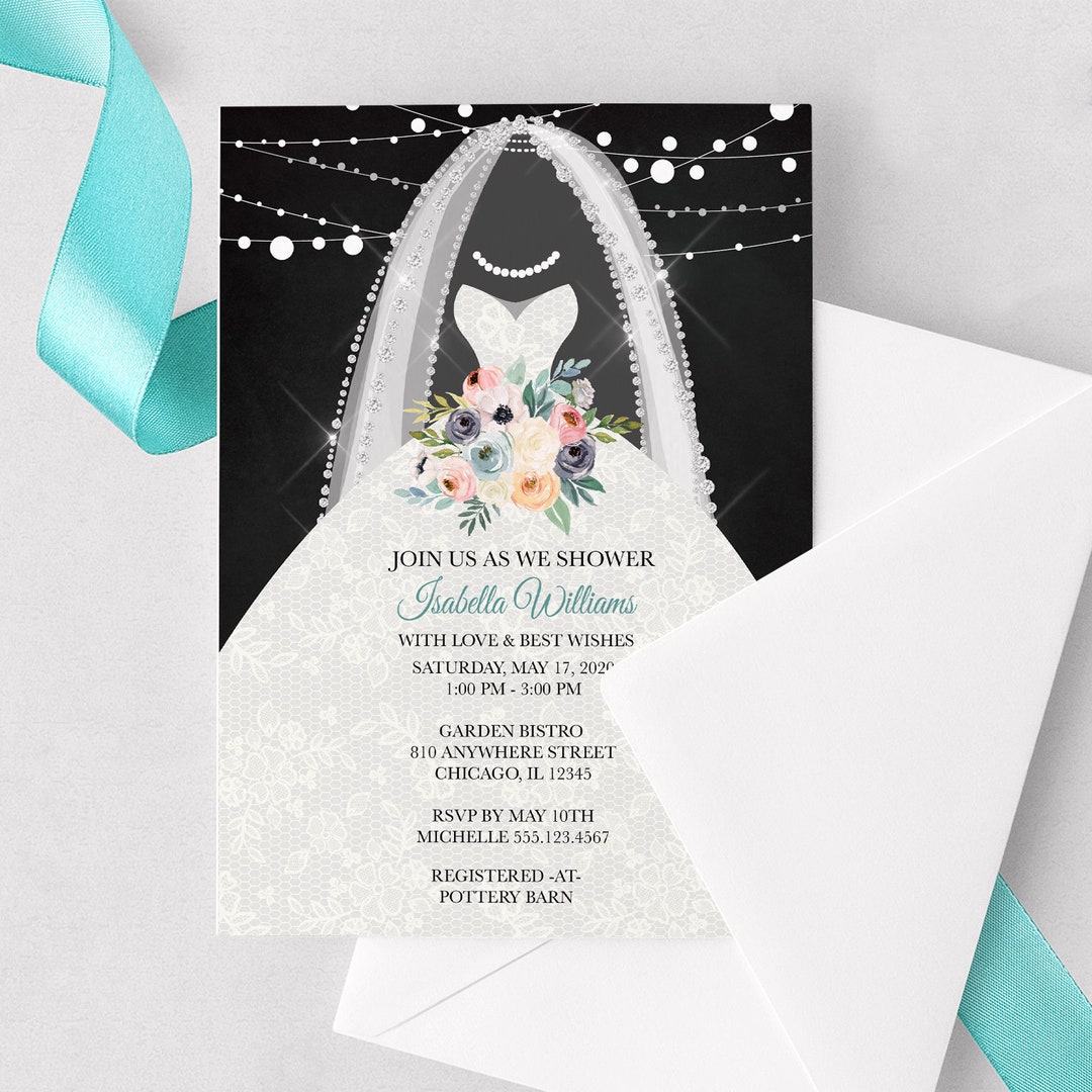 EDITABLE Invitation, Bridal Dress Wedding Invitation, Lace Dress ...