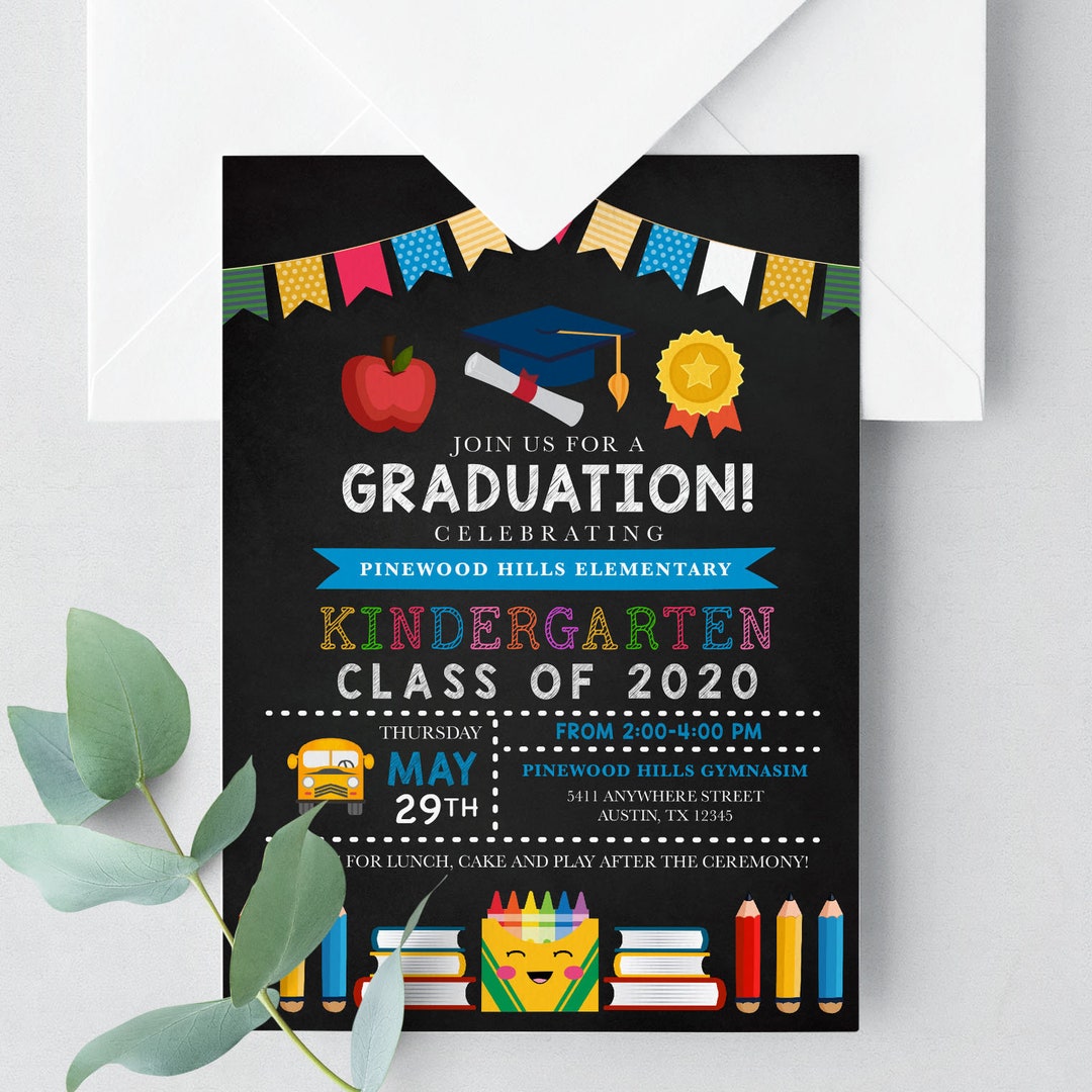 EDITABLE Invitation, Kindergarten Graduation Invitation, Graduation ...