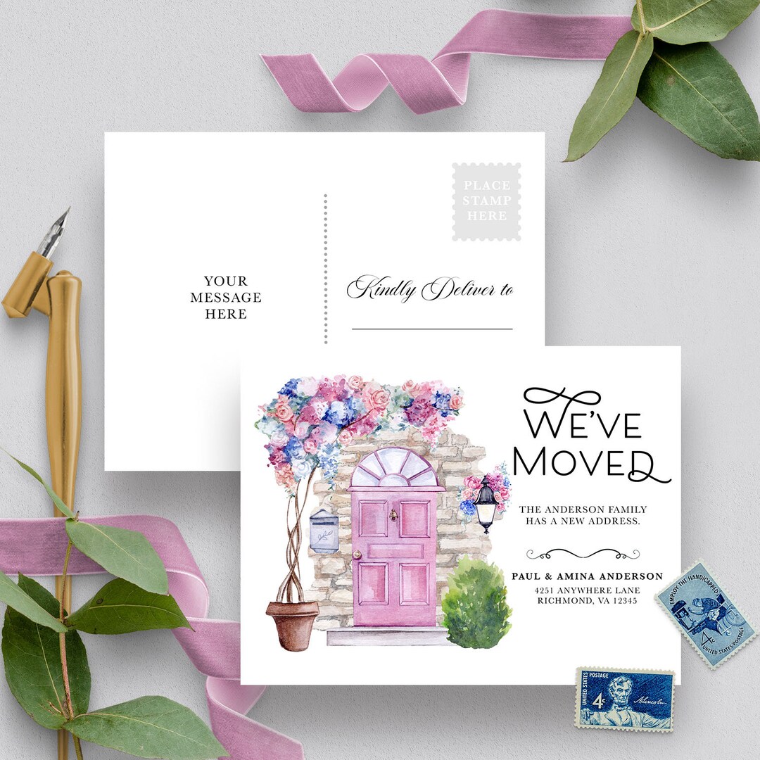 EDITABLE Invitation, Front Door New Address Postcard, Moving ...