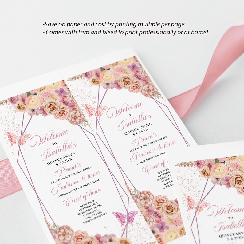 EDITABLE Program Template Elegant Peach Blush Floral - Etsy
