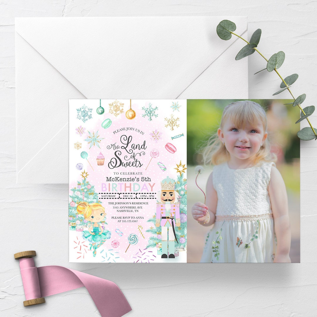 EDITABLE Invitation, Land of Sweets Birthday Photo Invitation, Sugar ...