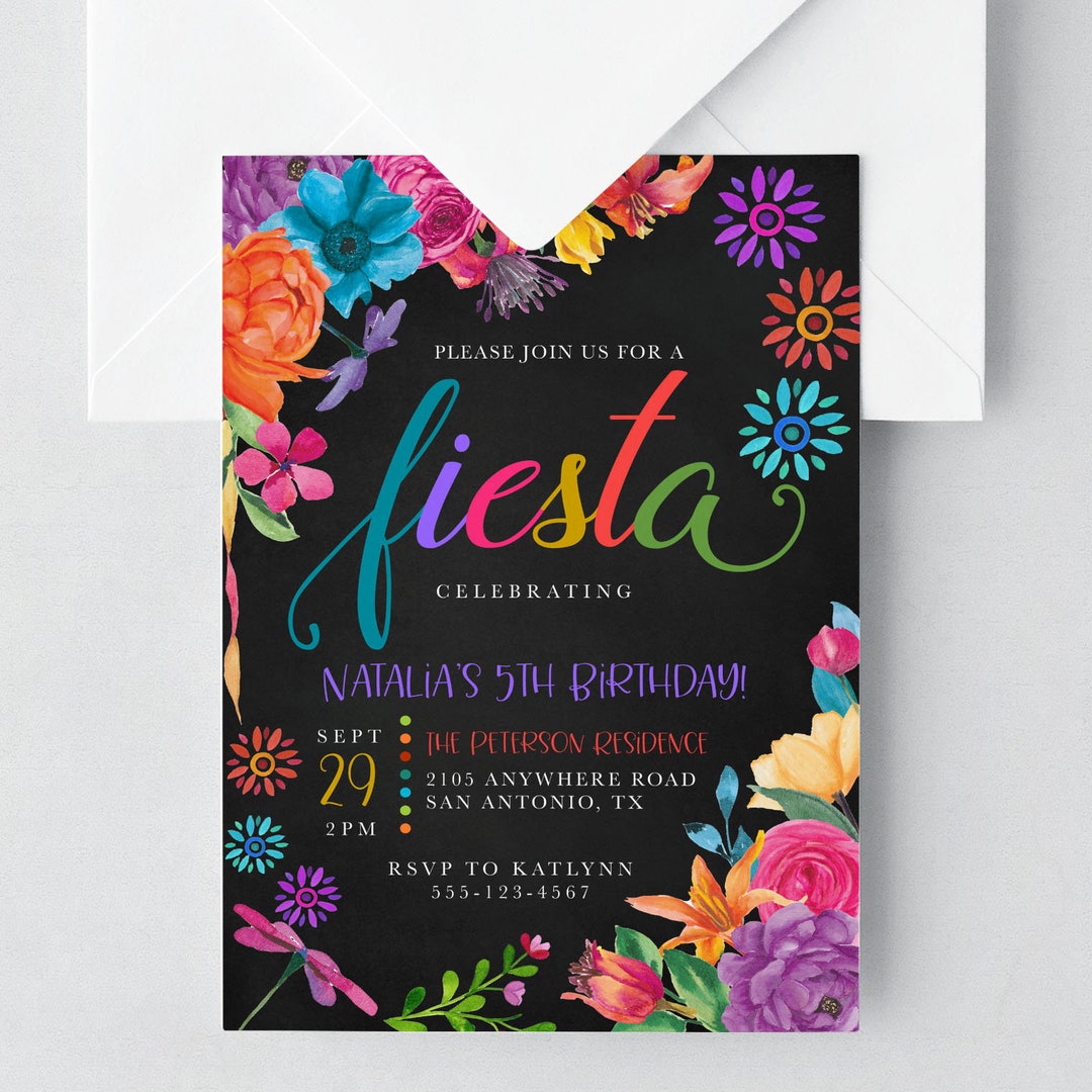 EDITABLE Invitation, Fiesta Mexican Floral Birthday Invitation, Fiesta ...