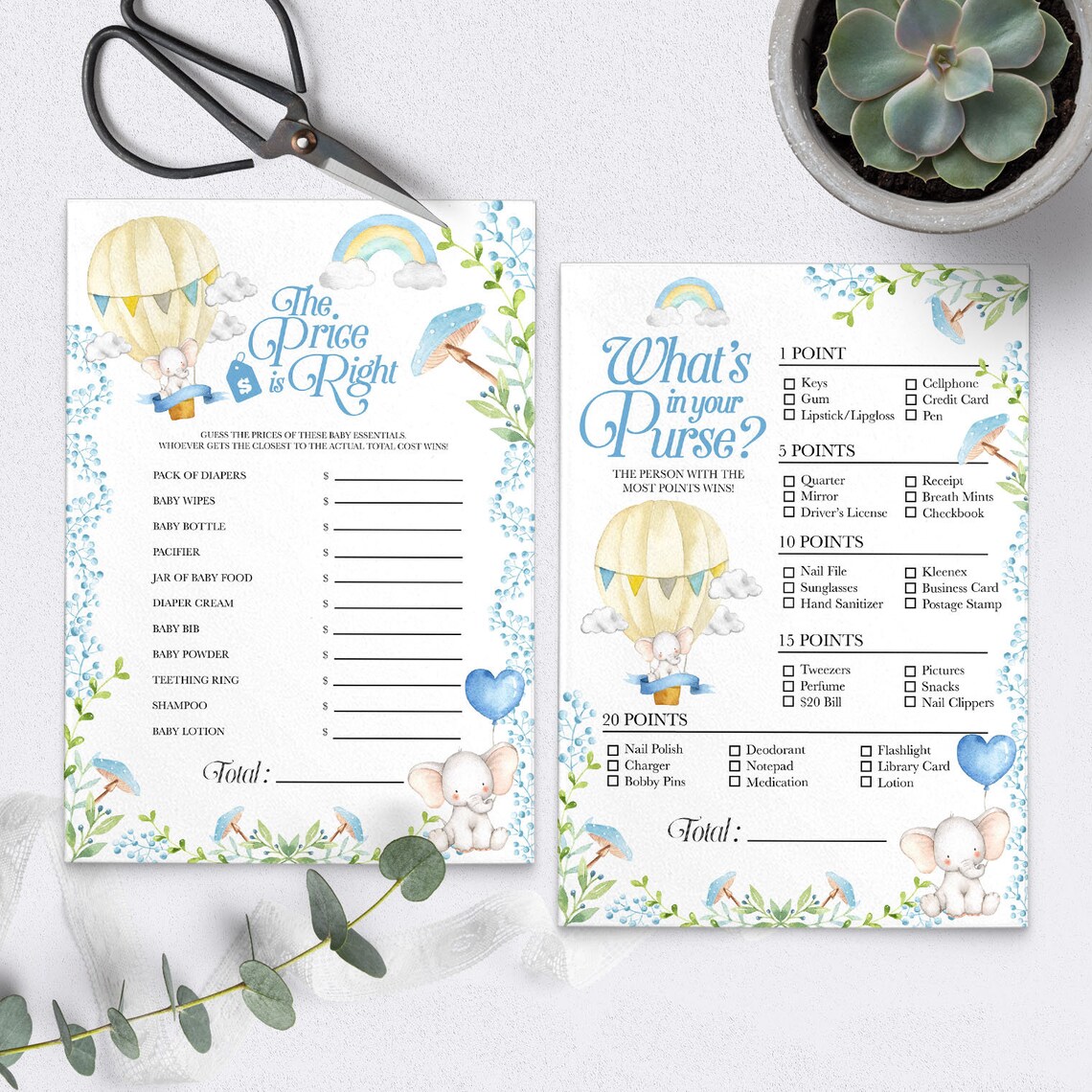 Hot Air Balloon Baby Shower Game Bundle Baby Elephant Baby | Etsy