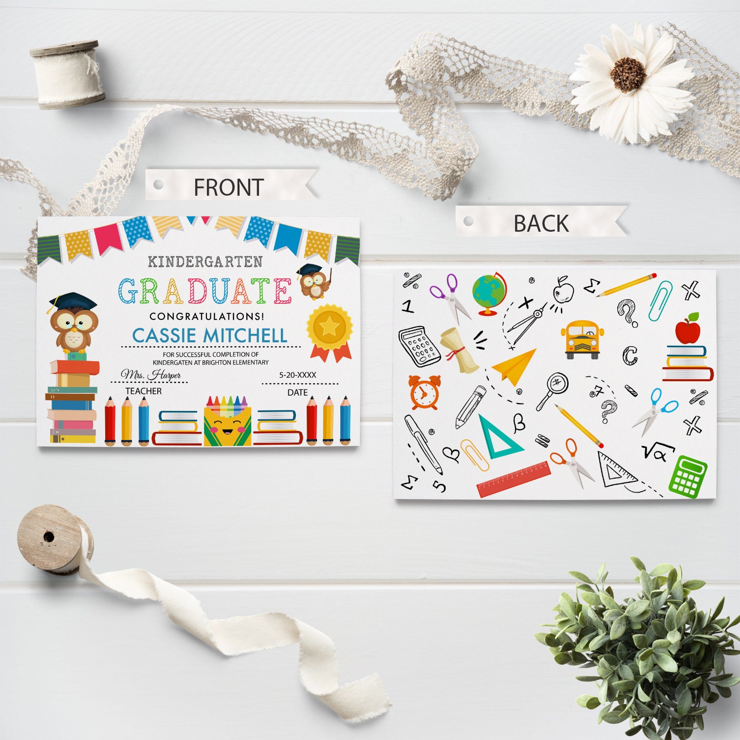 EDITABLE Kindergarten Graduation Certificate Diploma - Etsy