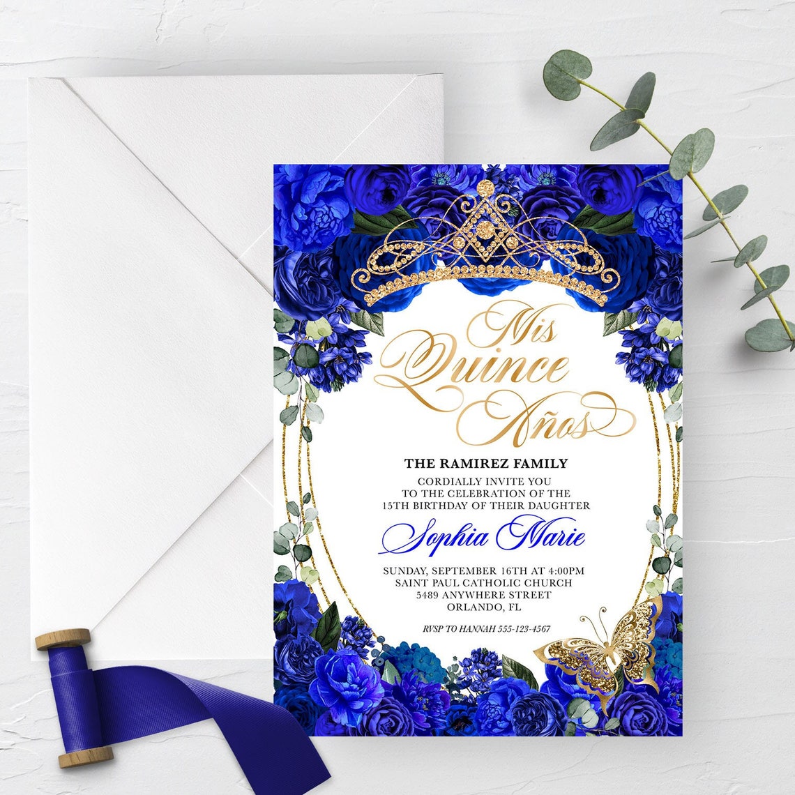 editable-invitation-elegant-royal-blue-floral-quinceanera-etsy