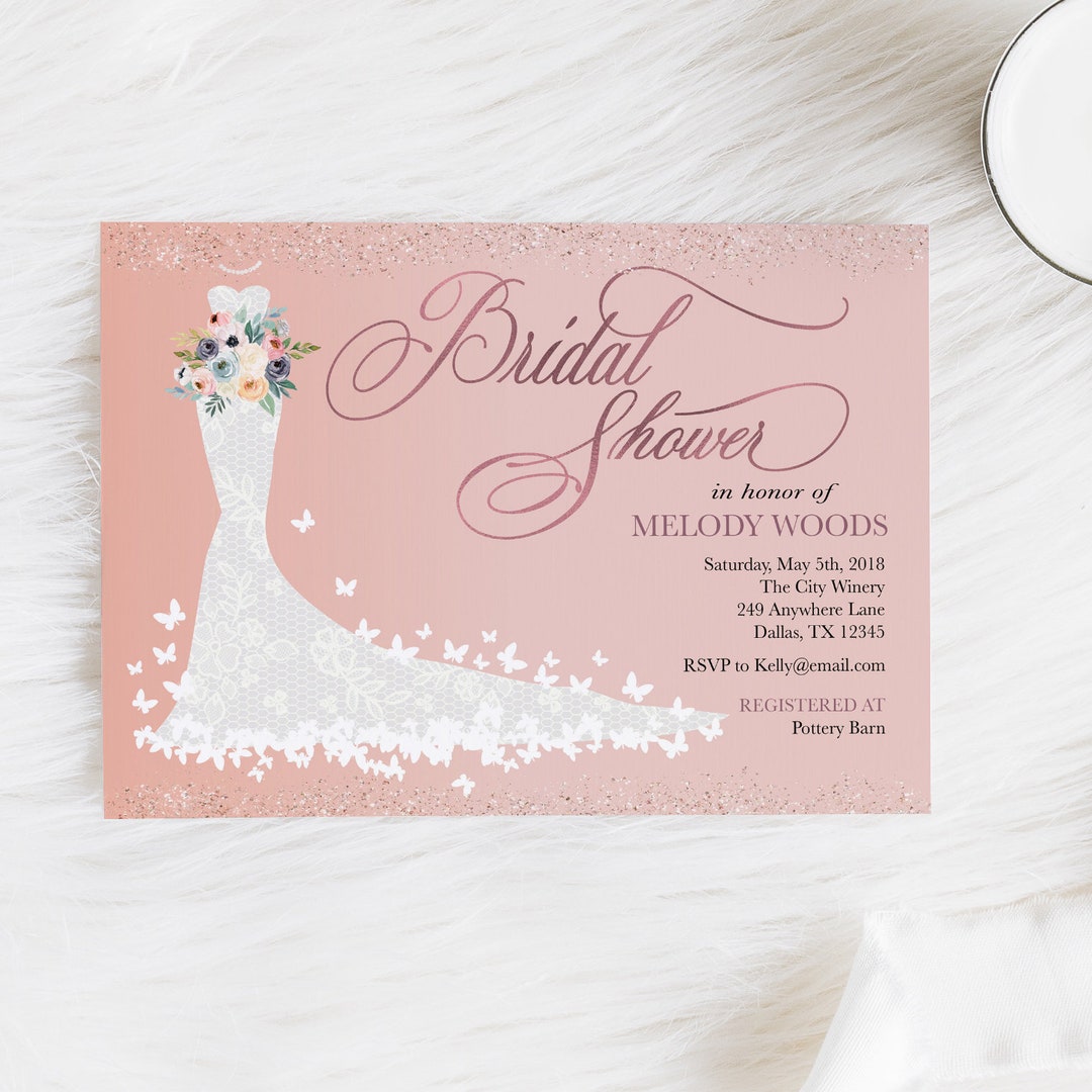 Lace Bridal Dress Invitation: Editable Wedding Invite Template (5x7) - Etsy