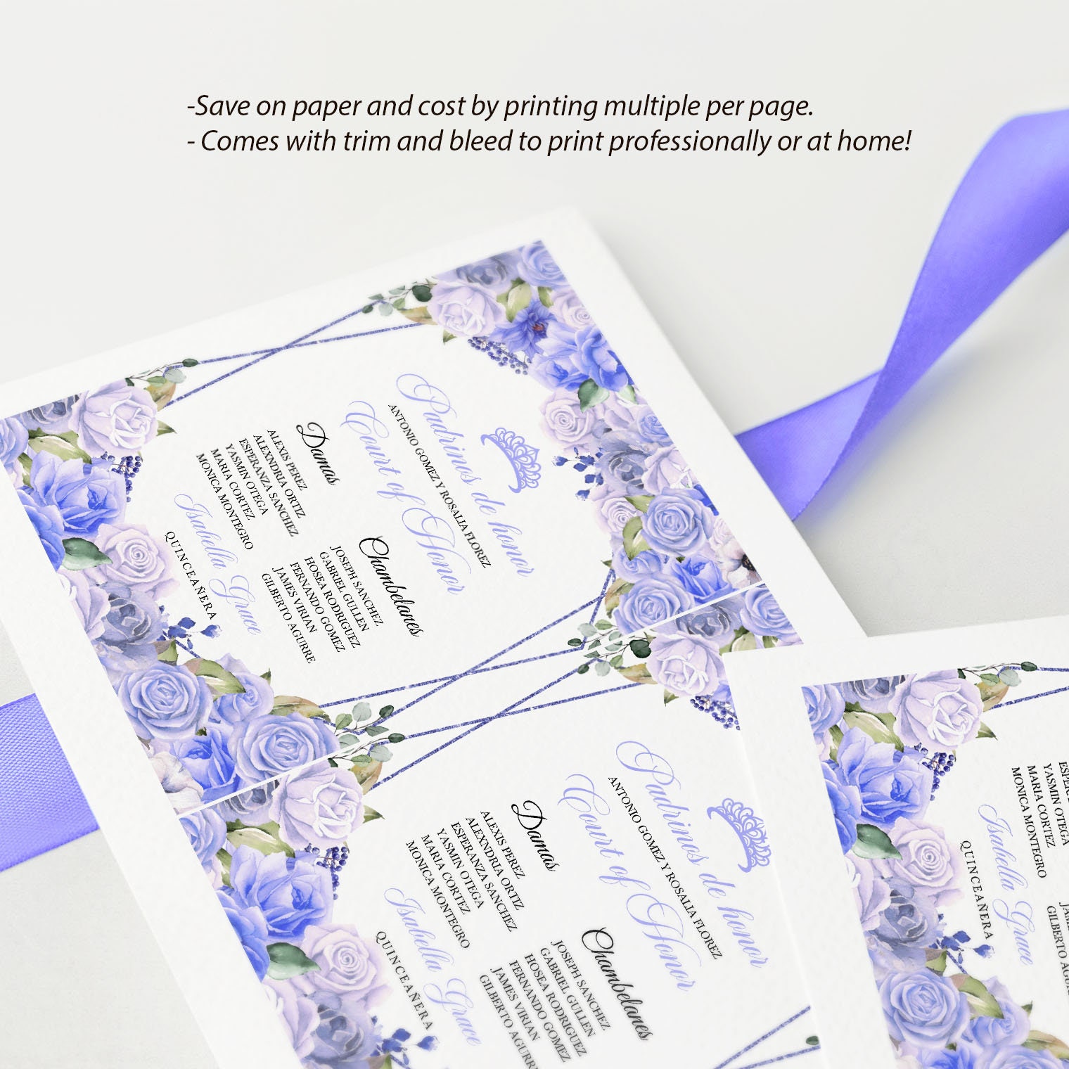 EDITABLE Invitation Elegant Periwinkle Blue Floral - Etsy