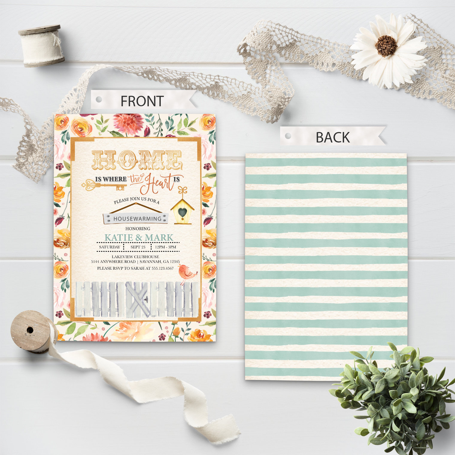 EDITABLE Invitation Rustic Autumn Floral Housewarming | Etsy