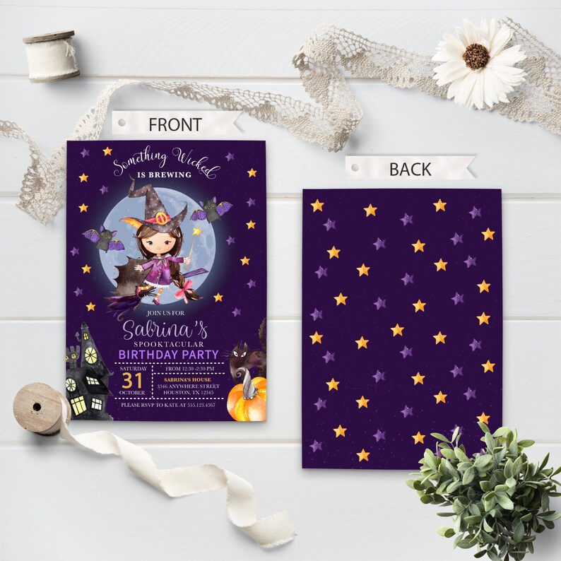 EDITABLE Invitation Little Witch Halloween Birthday Party | Etsy