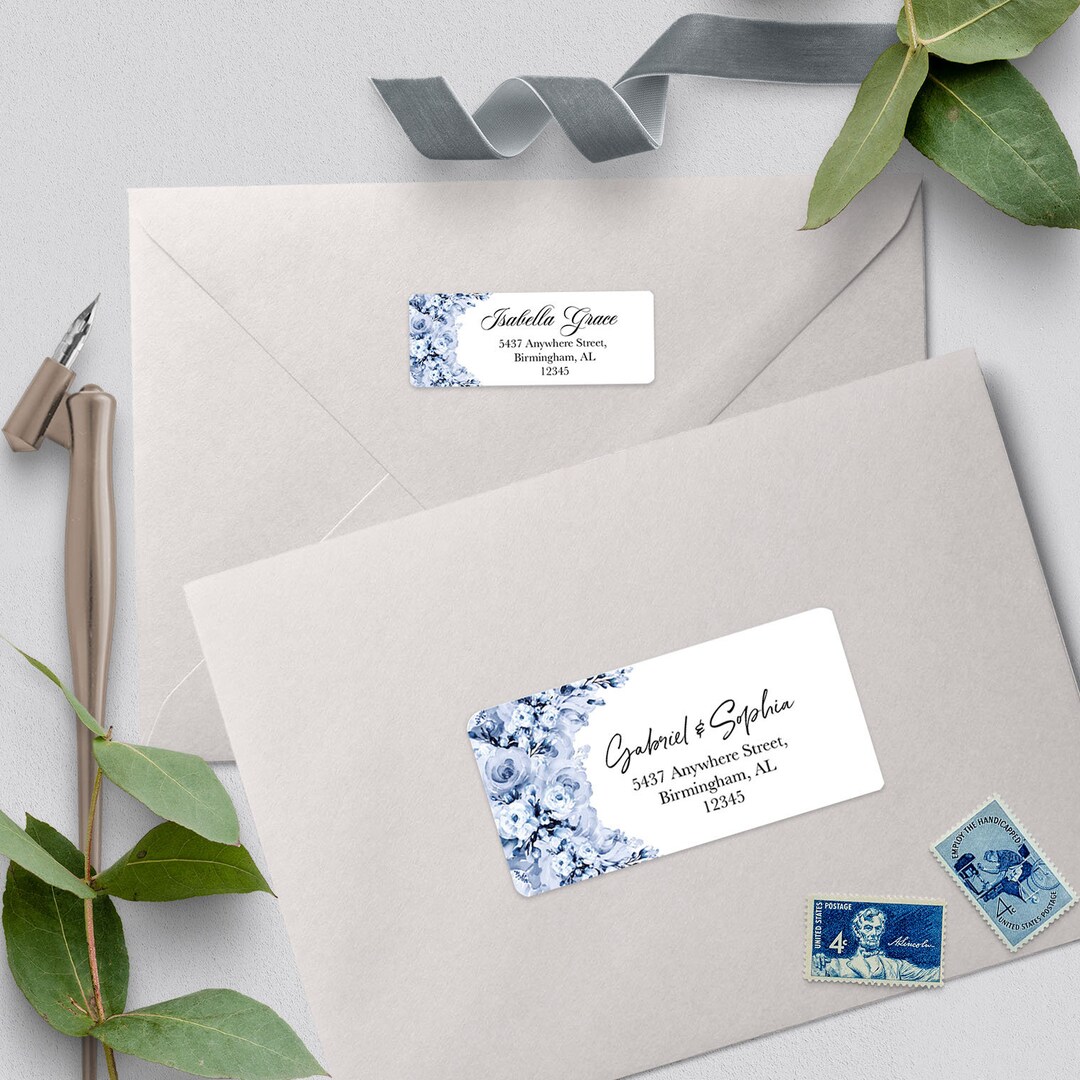Dusty Blue Floral Address Label Template: Editable Quinceanera (corjl ...