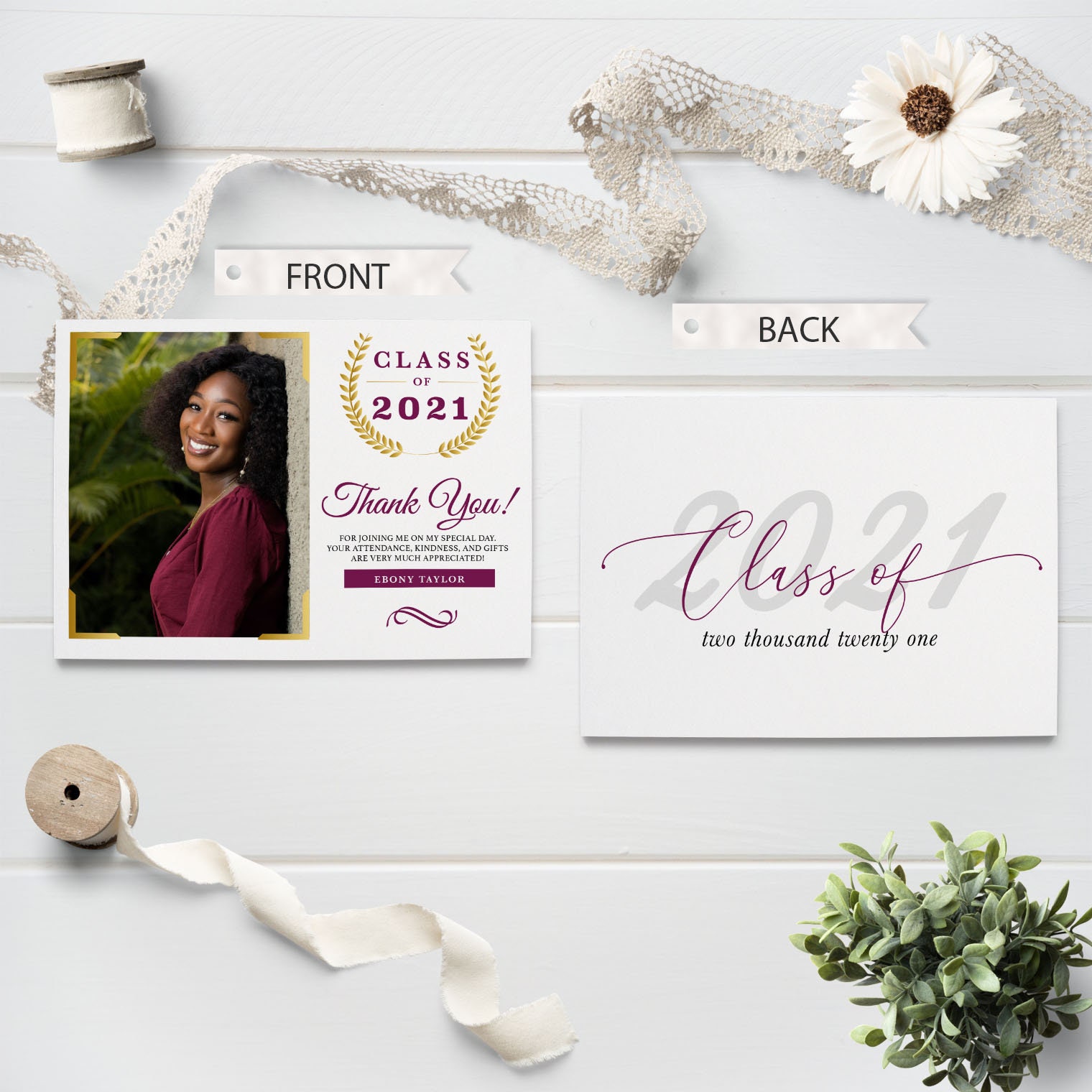 EDITABLE Invitation Graduation Thank You Photo Card - Etsy