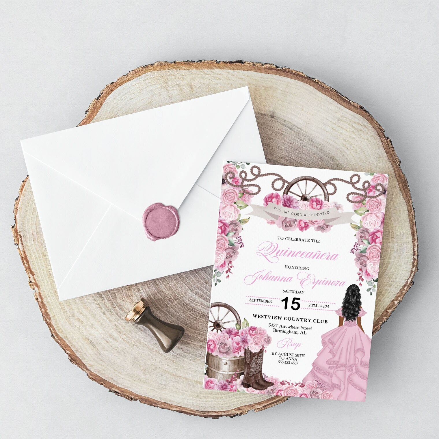 Invitación EDITABLE Invitación de Quinceañera con Botas - Etsy México