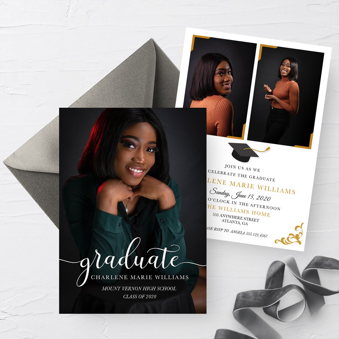 Editable Graduation Photo Card Invitation (corjl Template) - Etsy