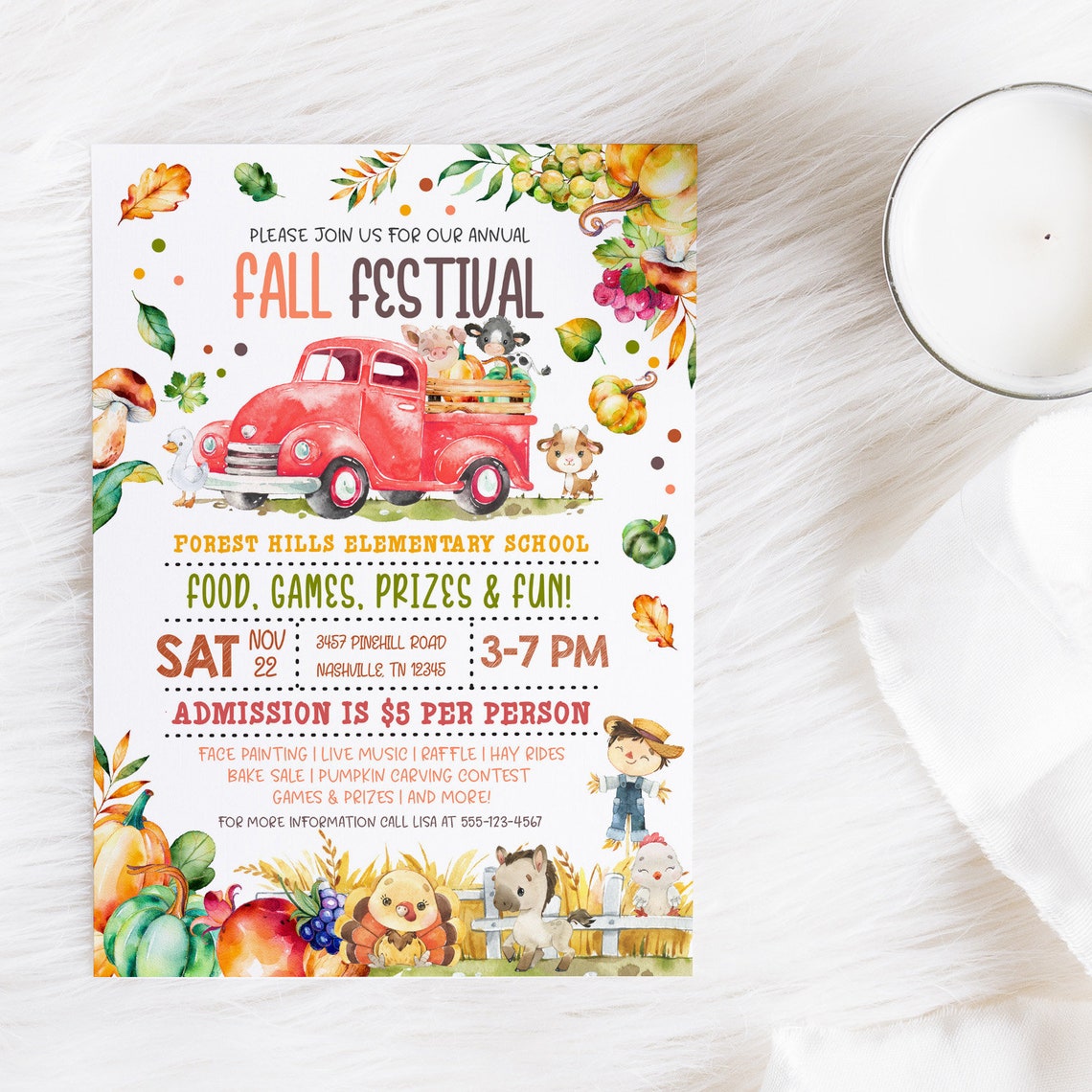 EDITABLE Invitation Fall Festival Pumpkin Truck Invitation - Etsy