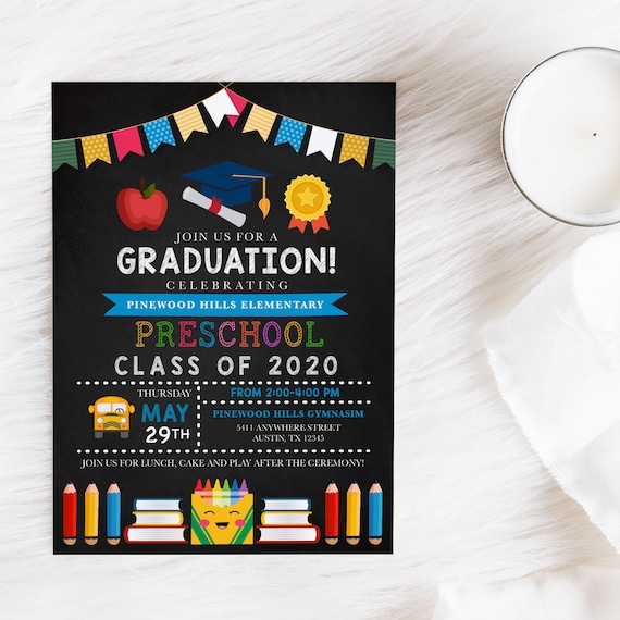 EDITABLE Invitation Preschool Graduation Invitation - Etsy
