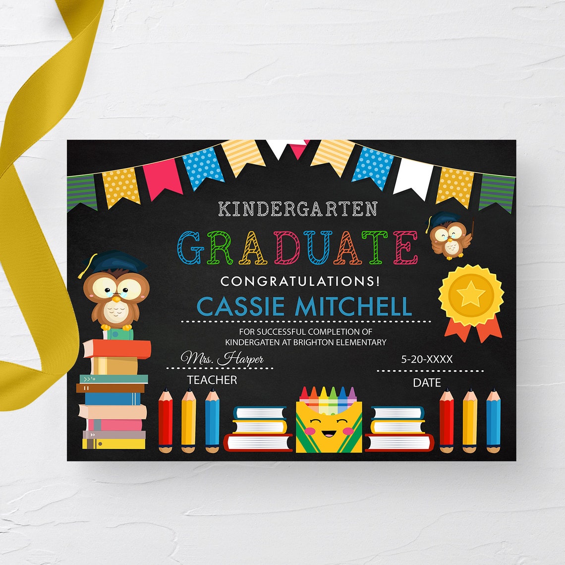 EDITABLE Kindergarten Graduation Certificate, Diploma, Preschool ...