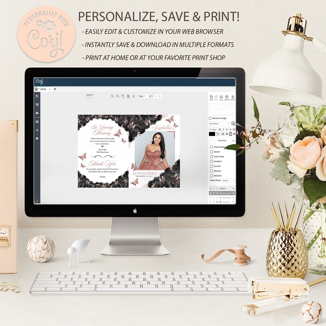 EDITABLE Program Template Elegant Black & Rose Gold Floral - Etsy