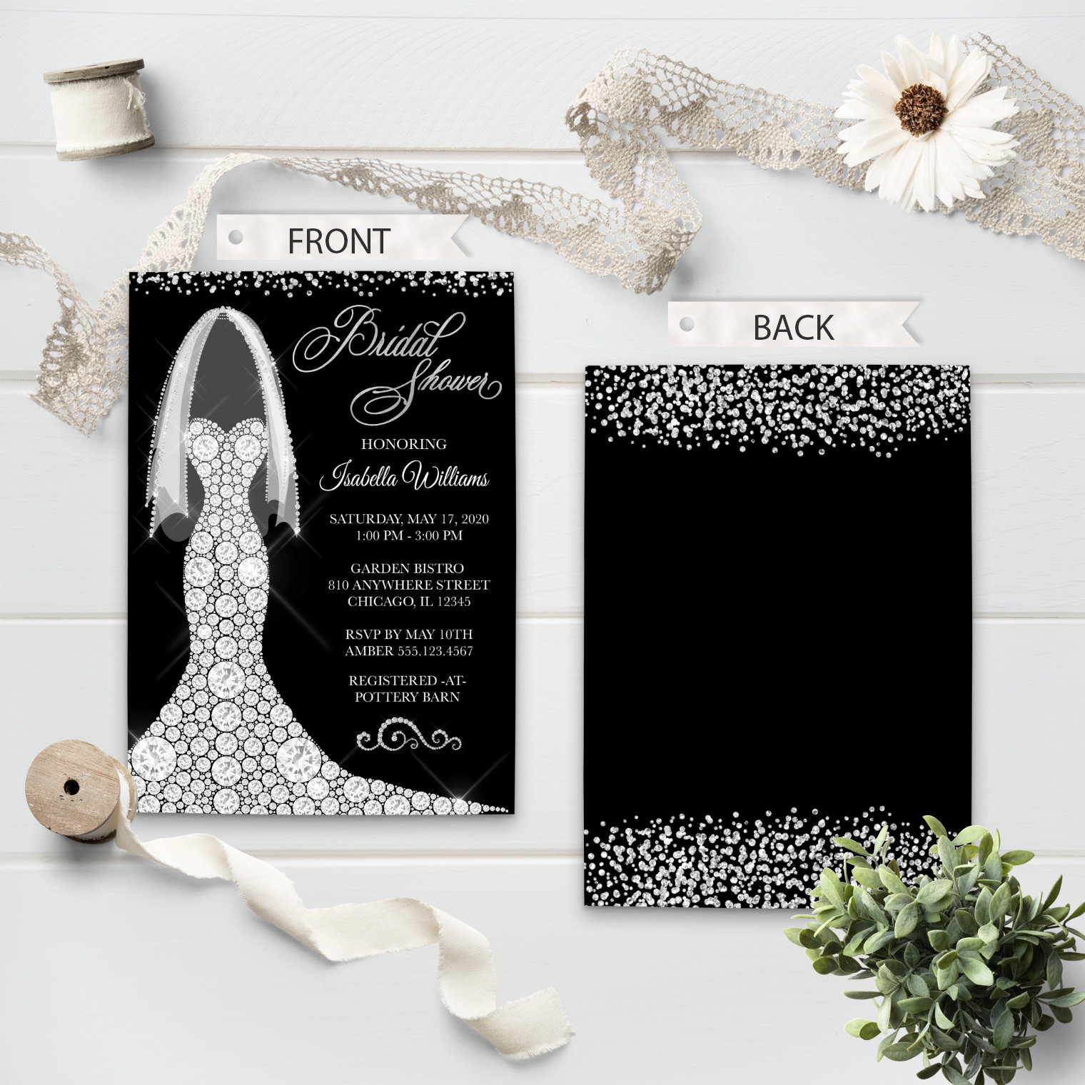 EDITABLE Invitation Bridal Dress Wedding Invitation Diamond | Etsy