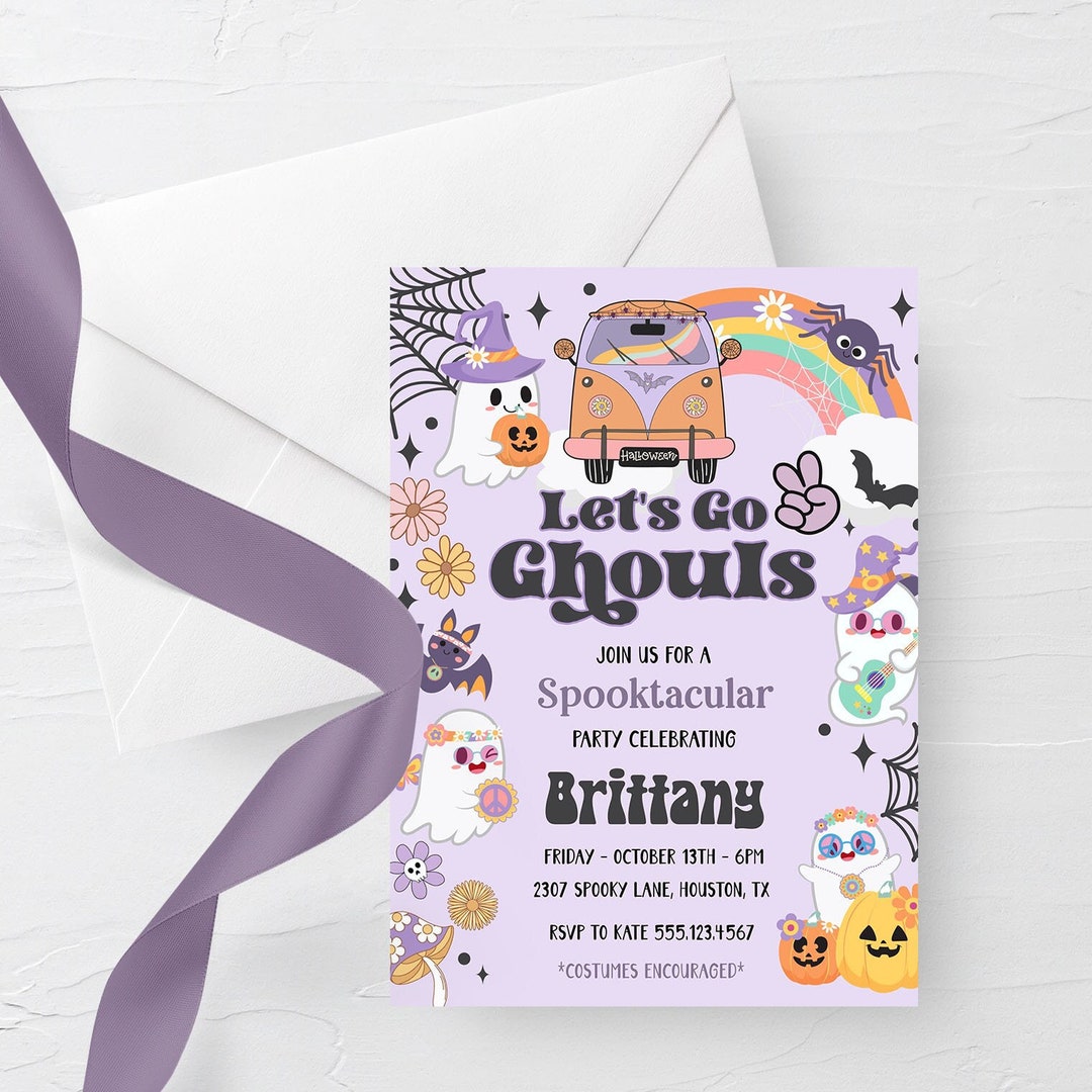 EDITABLE Invitation, Spooky Let's Go Ghouls Halloween Invitation ...