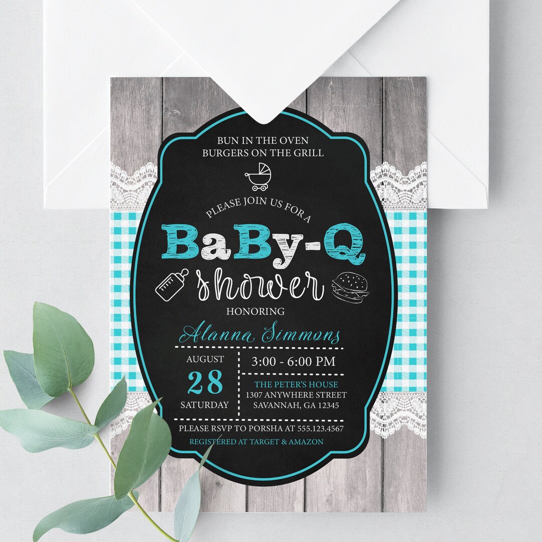 Baby-q Baby Shower Invitation: BBQ Theme, Editable Template (corjl) - Etsy