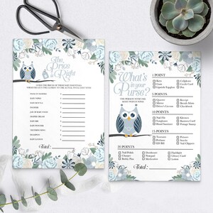 Blue Owl Baby Shower Game Bundle, Baby Shower Games, Printable Baby ...