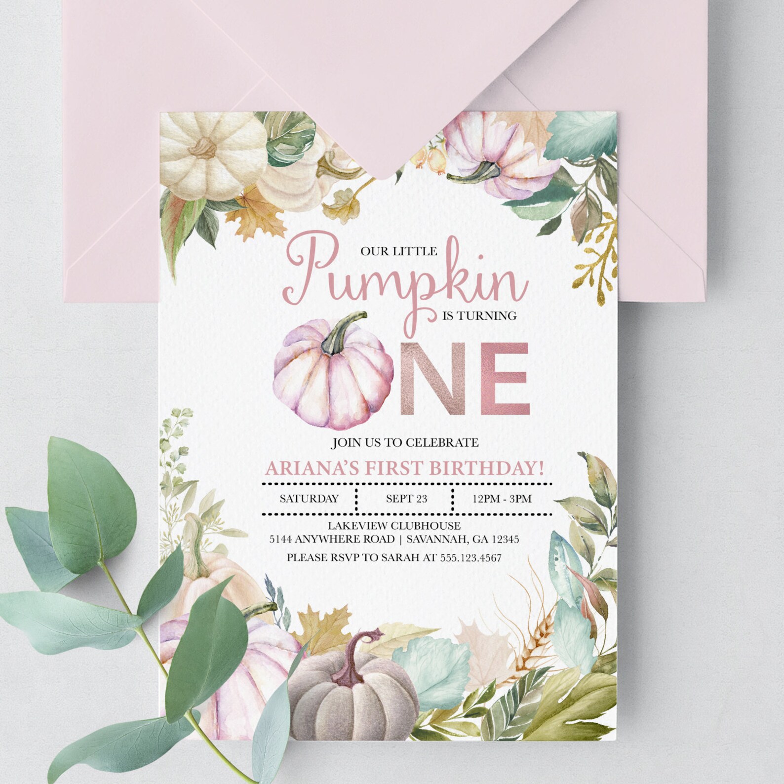 EDITABLE Invitation, Fall Pumpkin Birthday Invitation, Printable ...