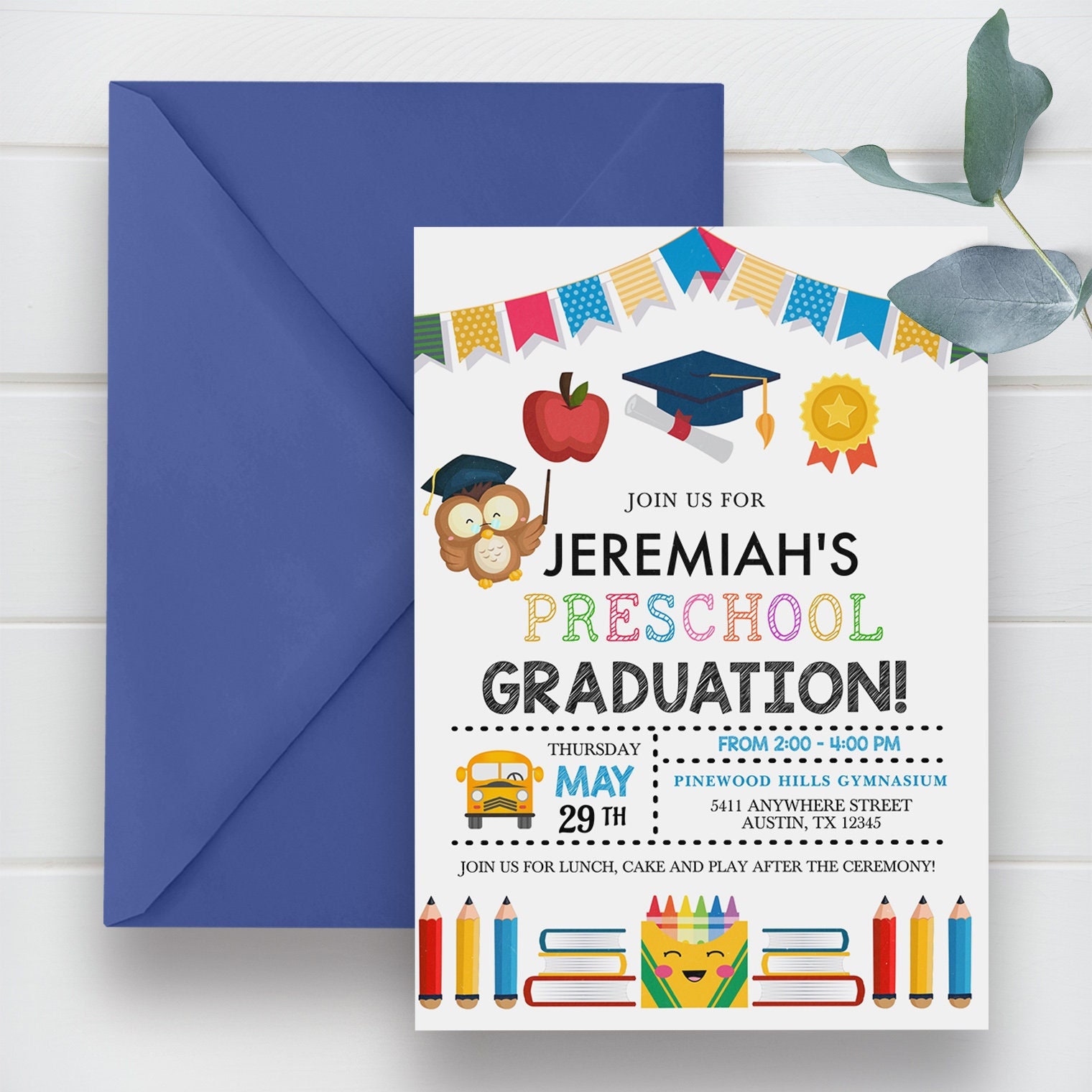 EDITABLE Invitation Preschool Graduation Invitation | Etsy