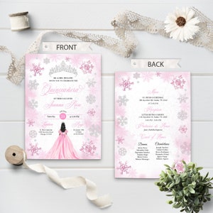 EDITABLE Invitation Pink Winter Wonderland Snowflake - Etsy