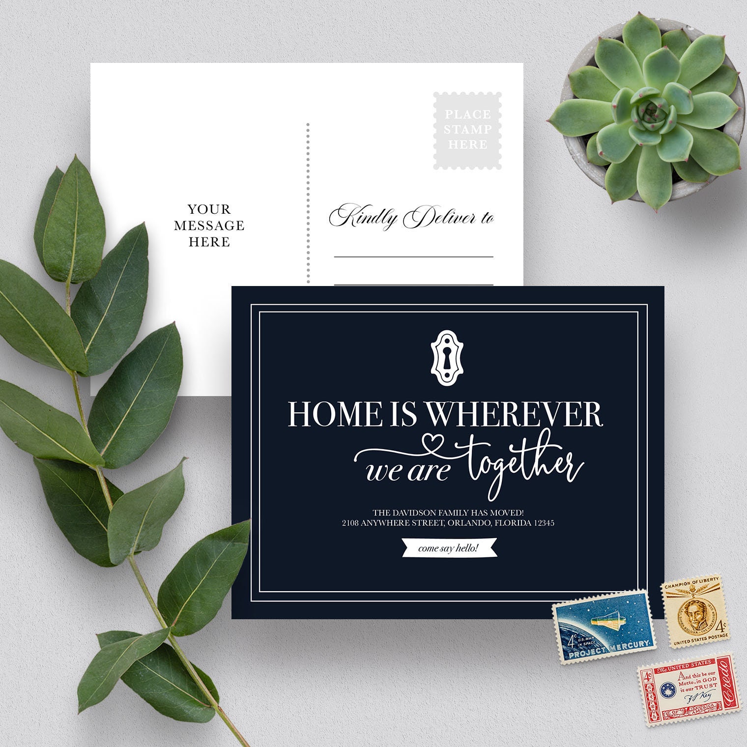 EDITABLE Invitation Minimal Modern New Address Postcard - Etsy