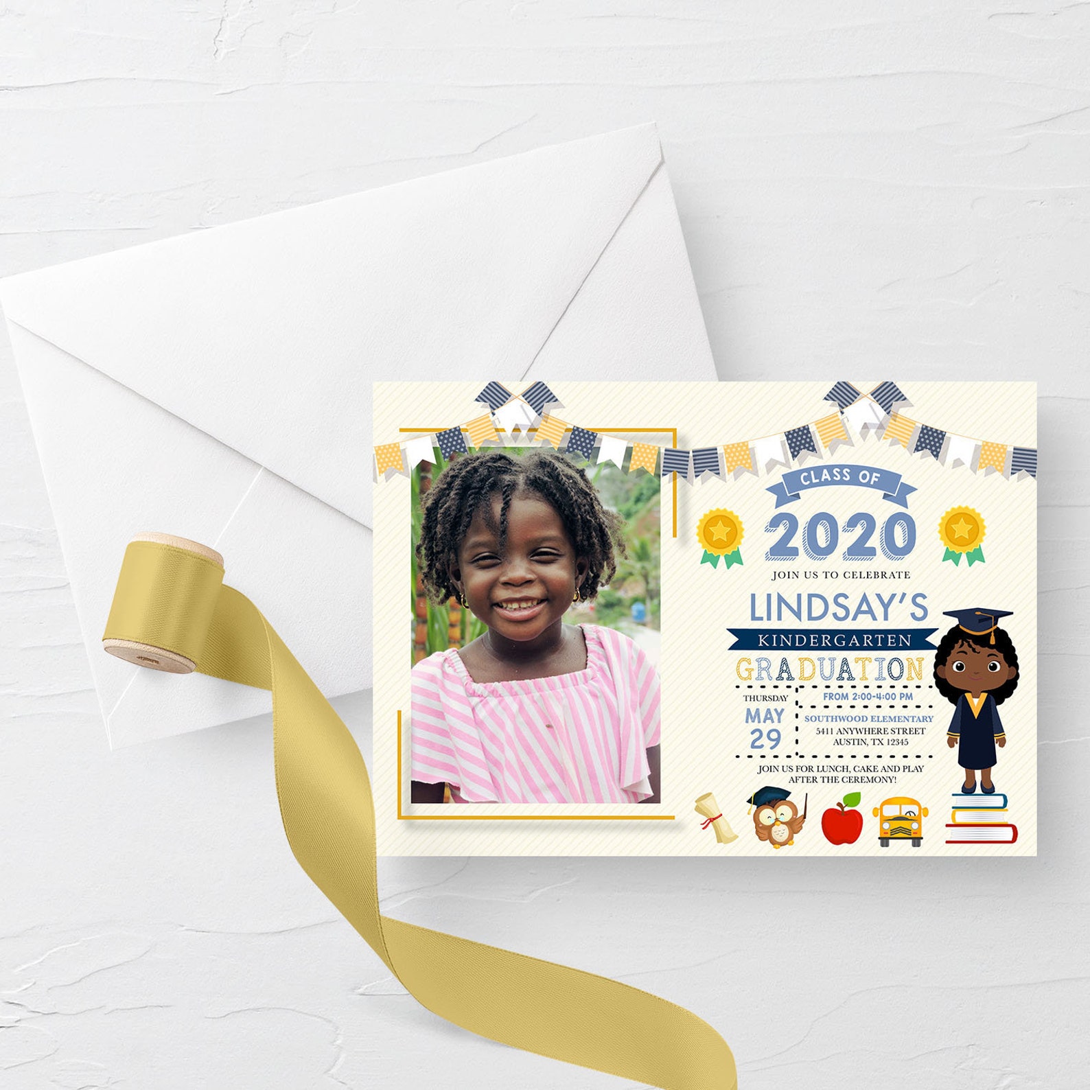 EDITABLE Invitation Kids Graduation Invitation Photo Card - Etsy