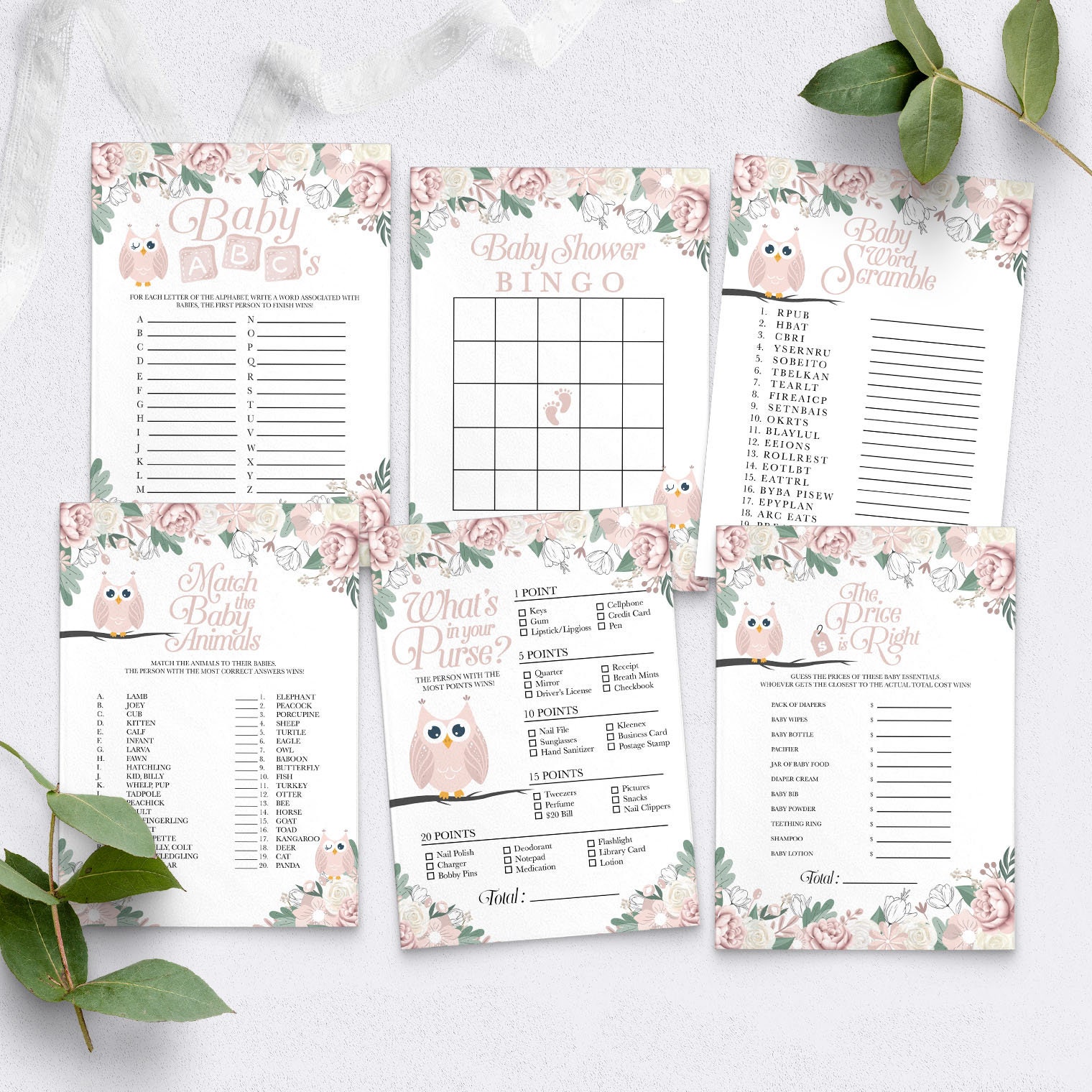 Owl Baby Shower Games Printable