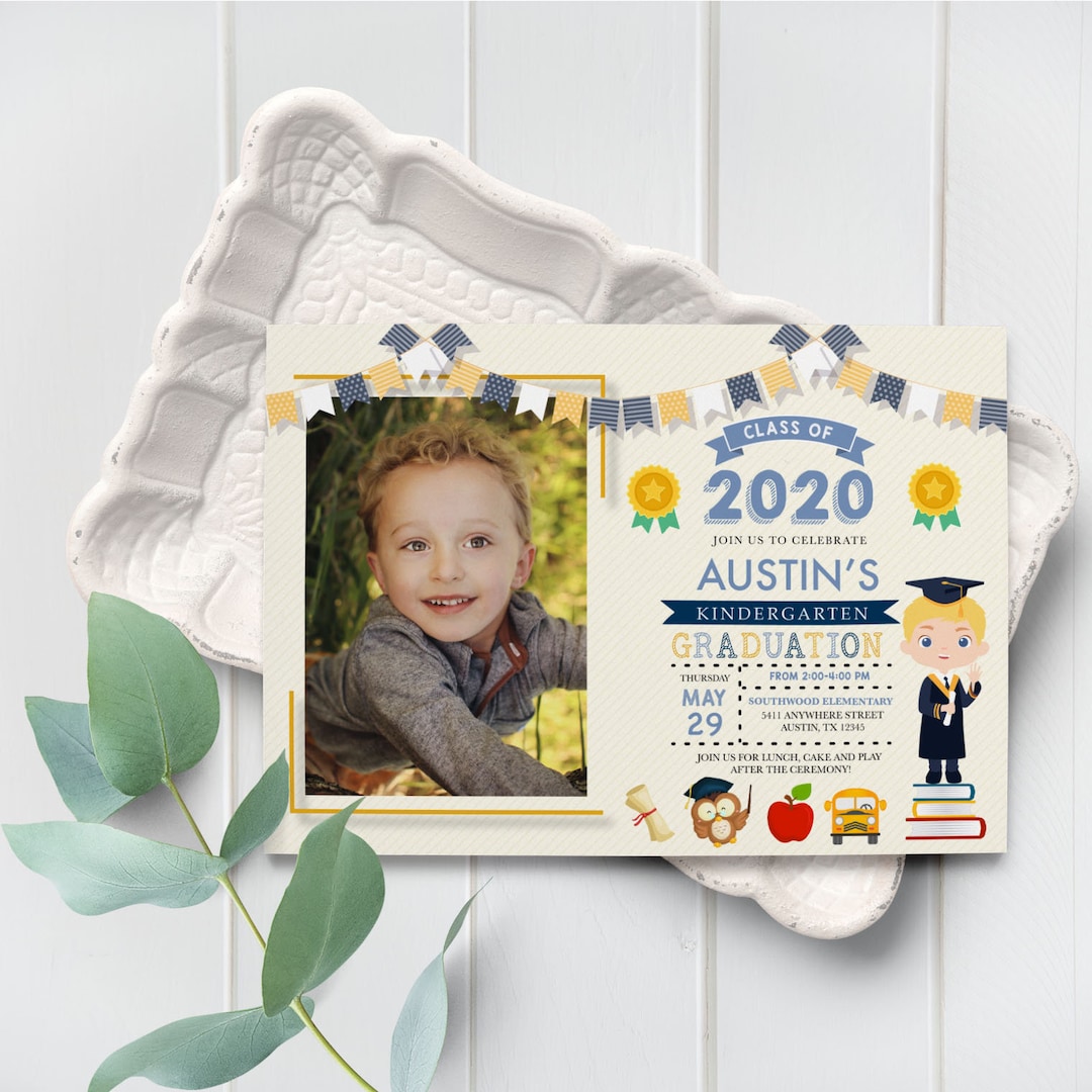 EDITABLE Invitation, Kids Graduation Invitation, Photo Card, Graduation ...