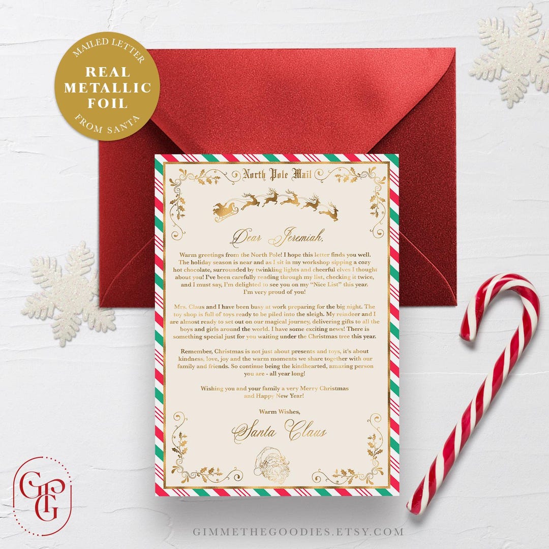 Personalized Gold Foil Letter From Santa: North Pole Mail - Etsy